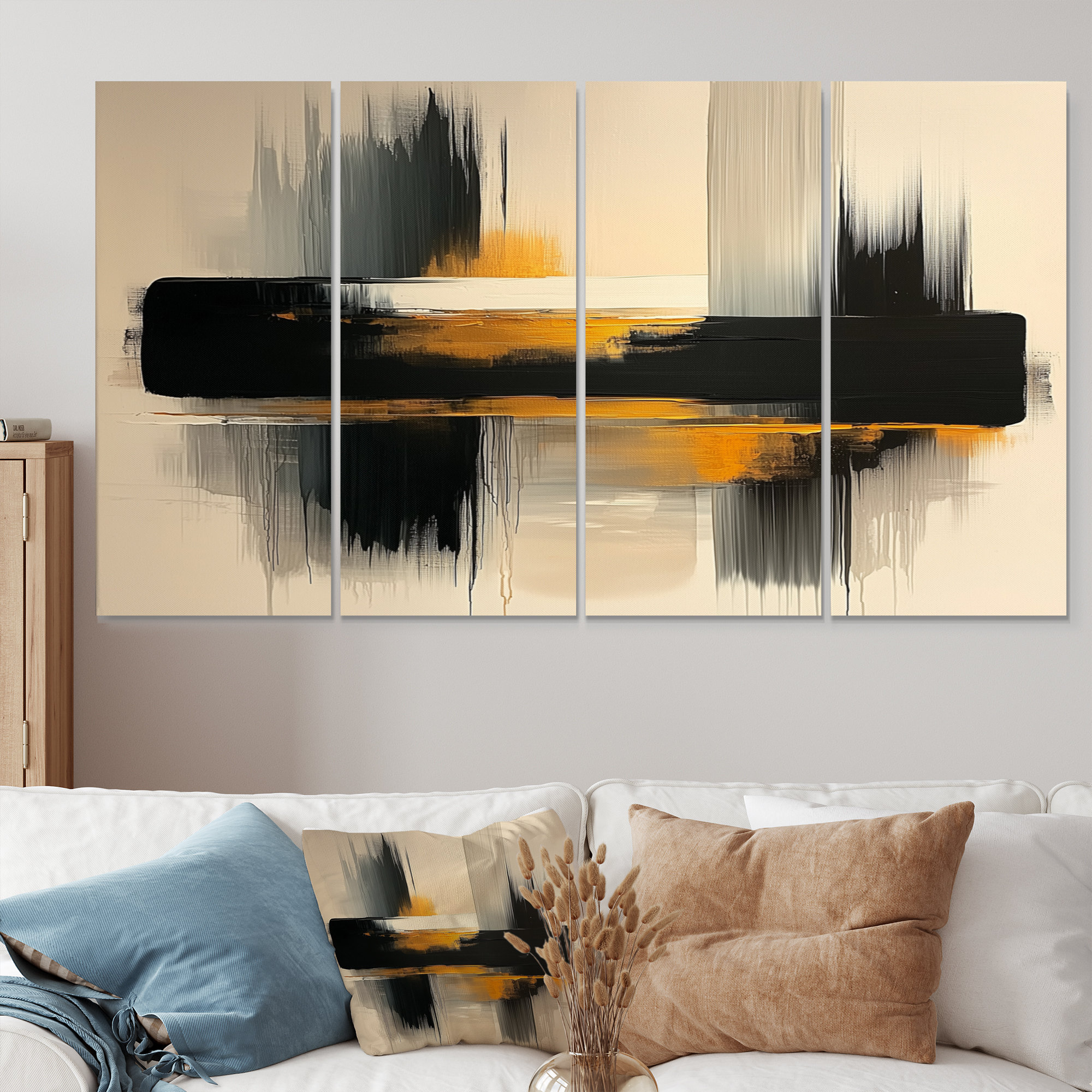 Wrought Studio Black Yellow Boundless Revrie Minimalism - Yellow Art ...