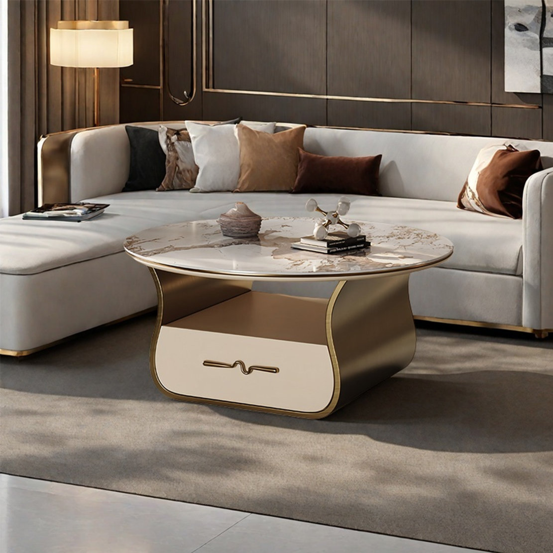 dinlin home Light luxury round rock plate coffee table | Wayfair