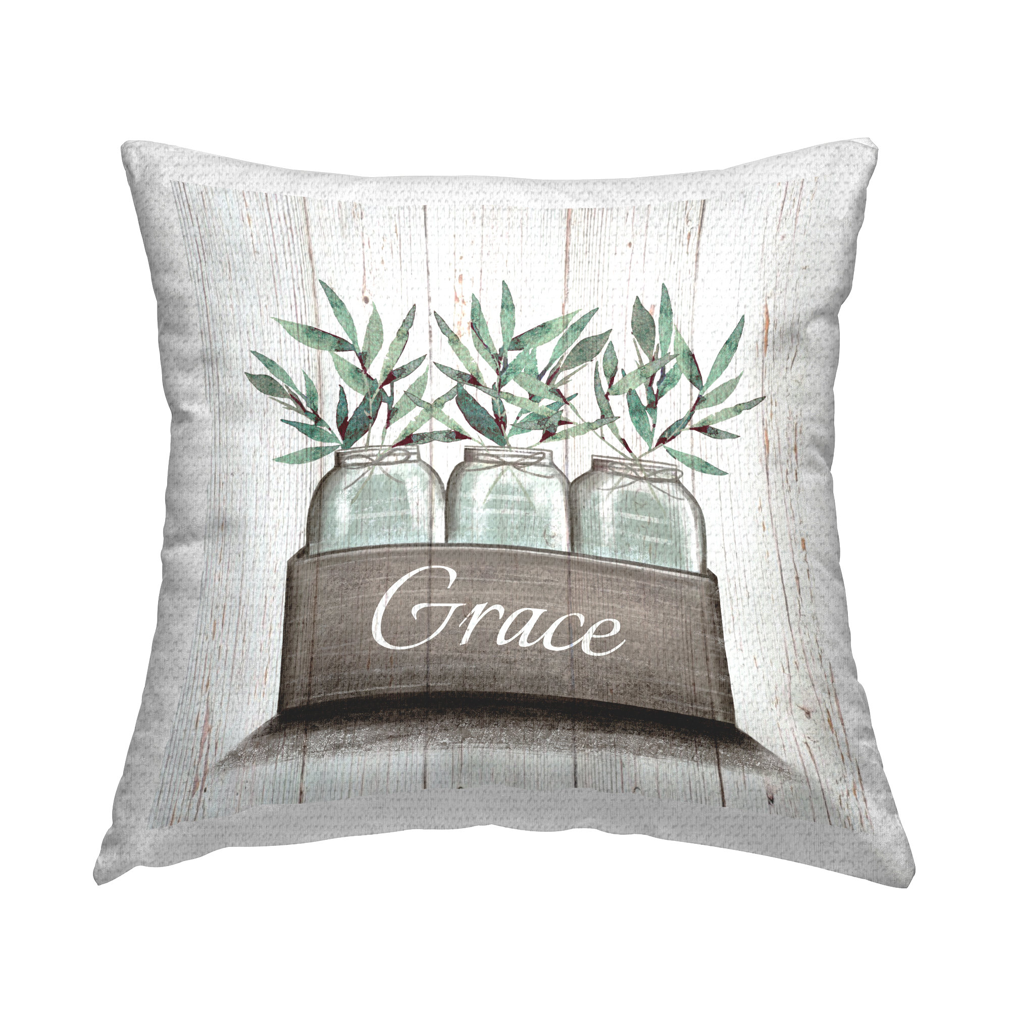 Stupell Industries Green Plant Foliage in Jars with Grace Sentiments ...