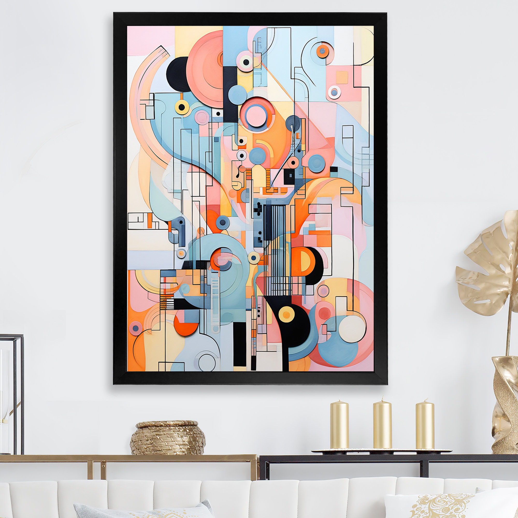 Wrought Studio™ Geometric Popart Bluiding In Harlem - Abstract Canvas ...