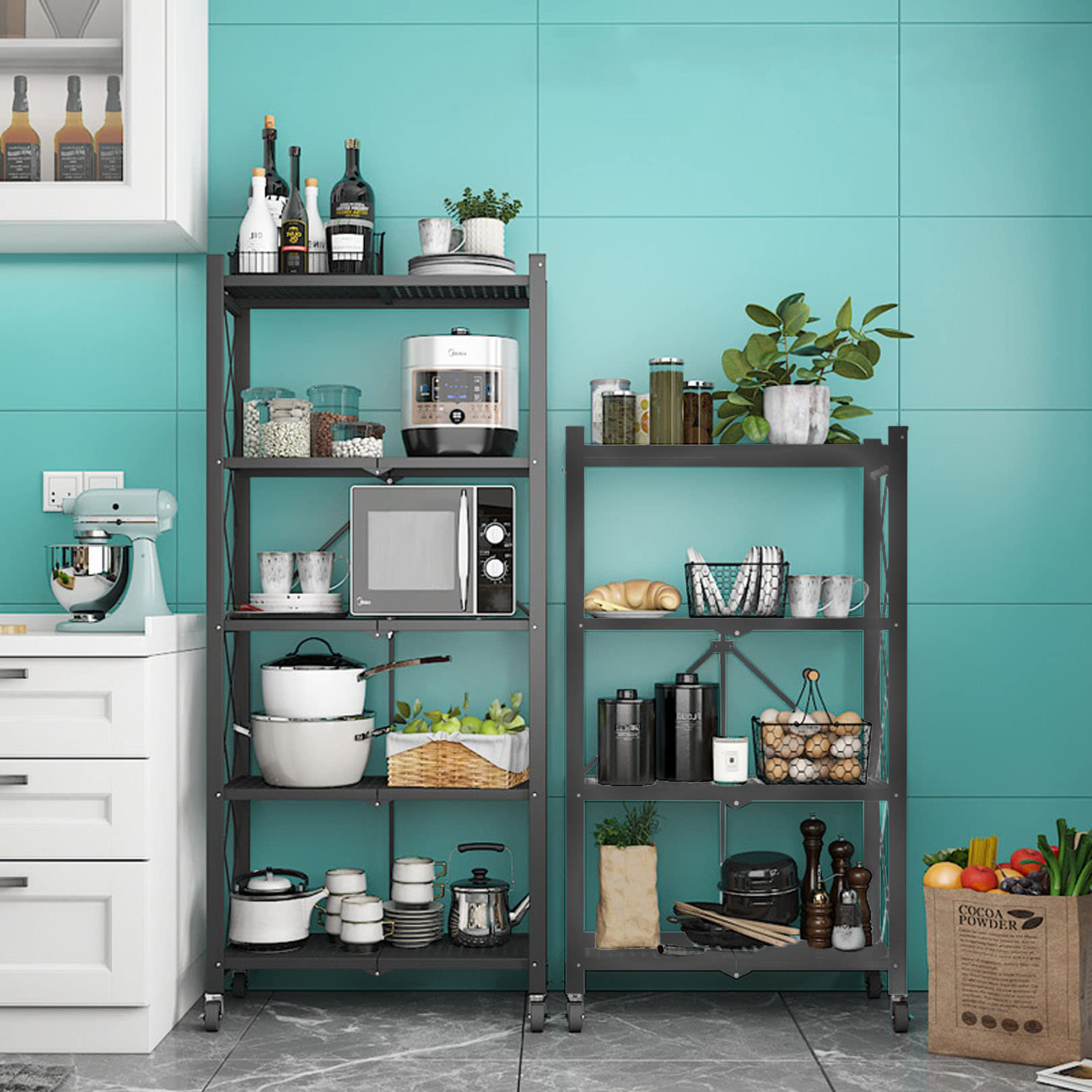 Rebrilliant 4 Tier Storage Shelves Unit, Foldable Garage Shelving Metal ...