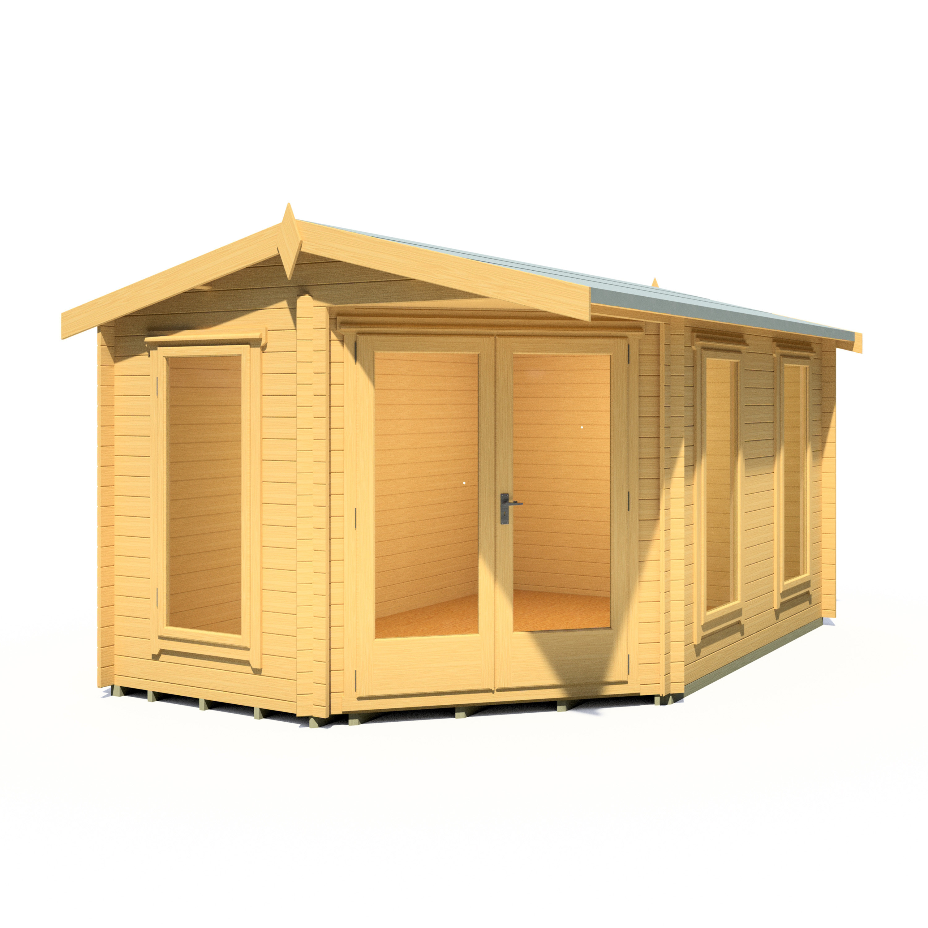 Shire GB Rivington 10 ft x 14 ft 28 mm Corner Log Cabin Installed ...
