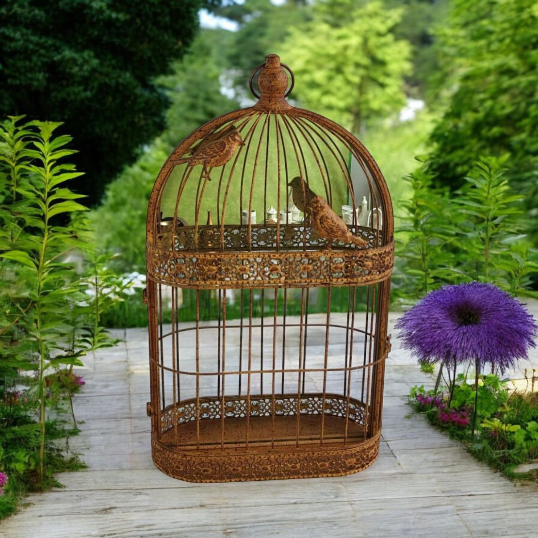 Lark Manor Rusty Garden Wall Mirror Bird Cage | Wayfair.co.uk
