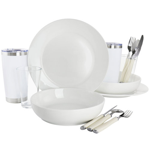 Gibson Home 14 Piece Fine Ceramic Dinnerware Set in White | Wayfair
