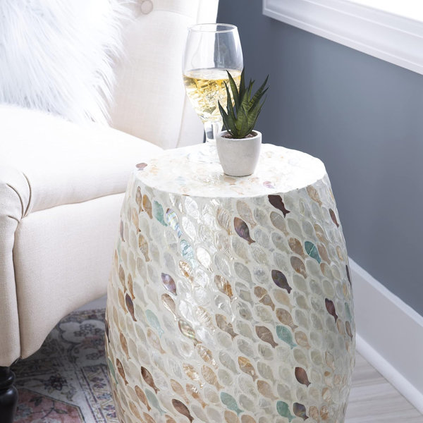 Dakota Fields Capiz Shell Inlay Side Table With Versatile Uses - Josie ...