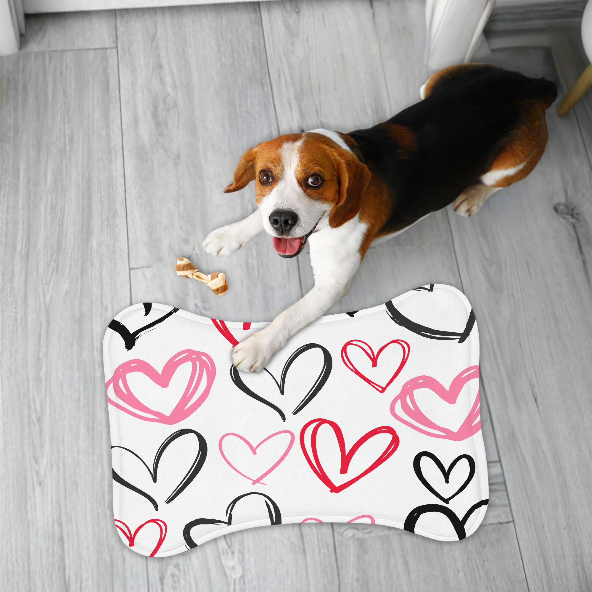 MentionedYou Heartfelt Scribbles - 1 Piece Bone Shape Feeding Mat | Wayfair