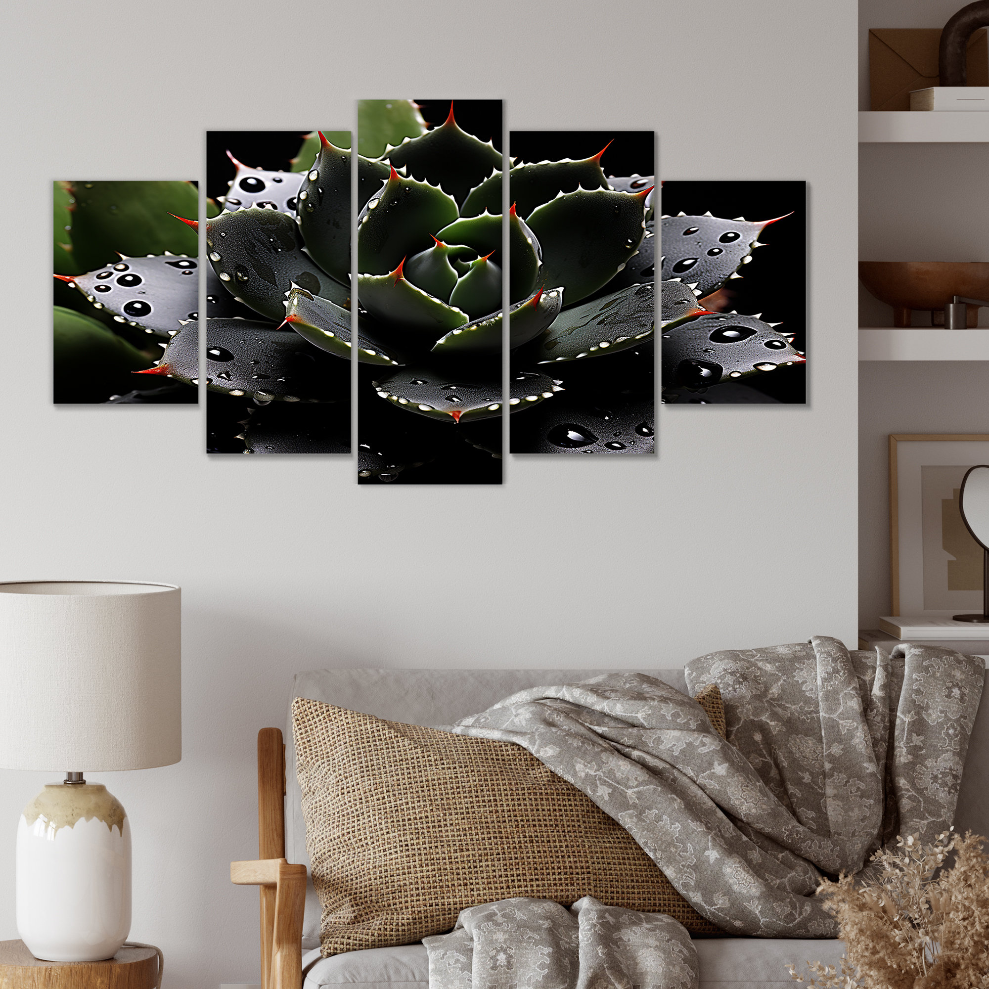 Dakota Fields Black Blooming Cactus Photography - Cactus Multipanel ...