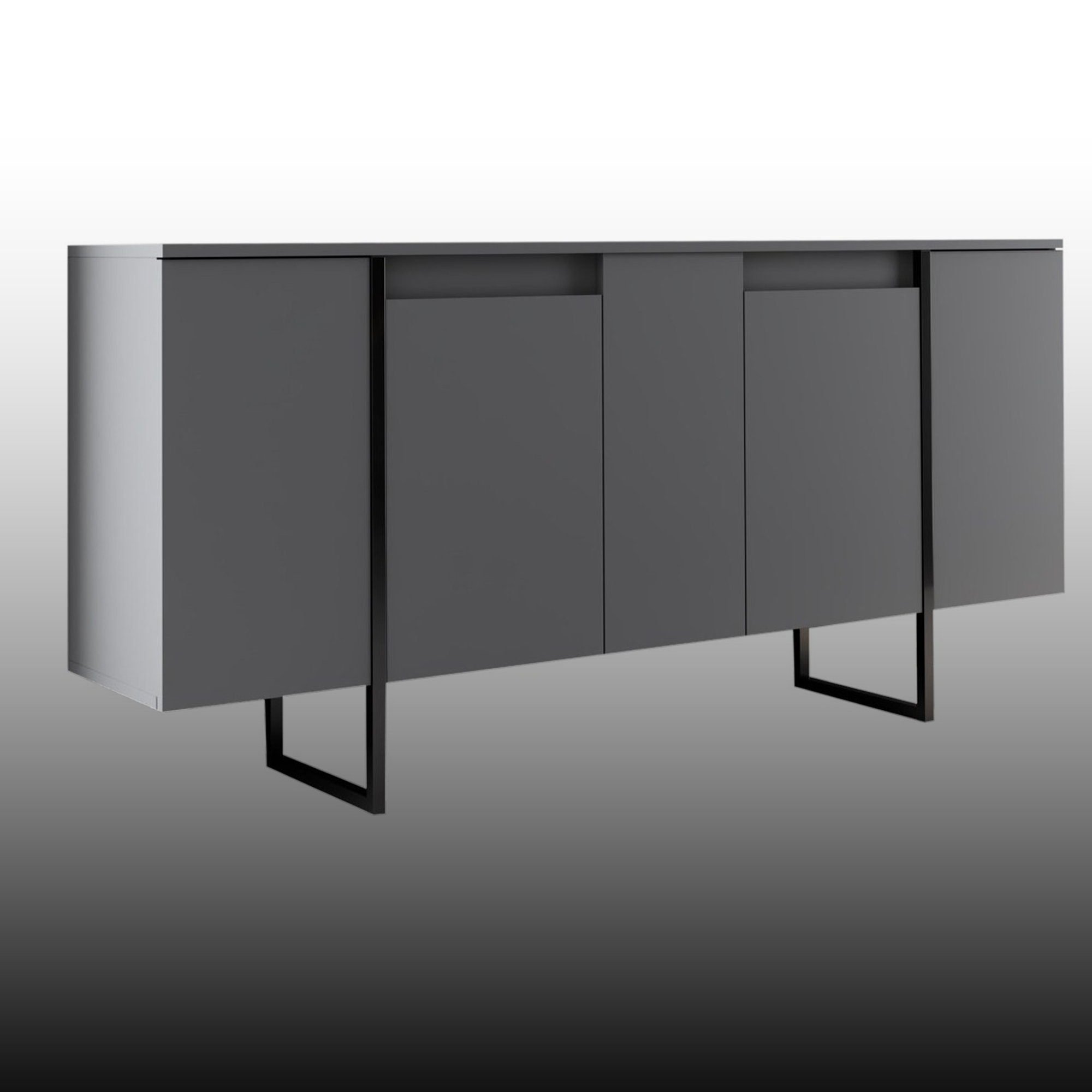 Everly Quinn Metal Legs Console With 4 Cabinets | Wayfair