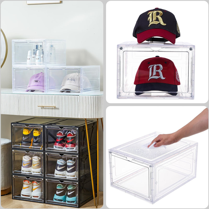 Rebrilliant 8 Pair Stackable Shoe Storage Box | Wayfair