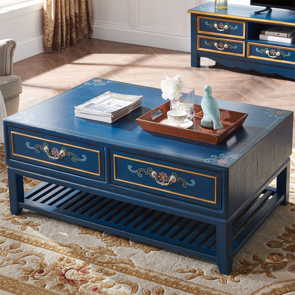 Bkoksety Vintage Style American Painted Coffee Table | Wayfair
