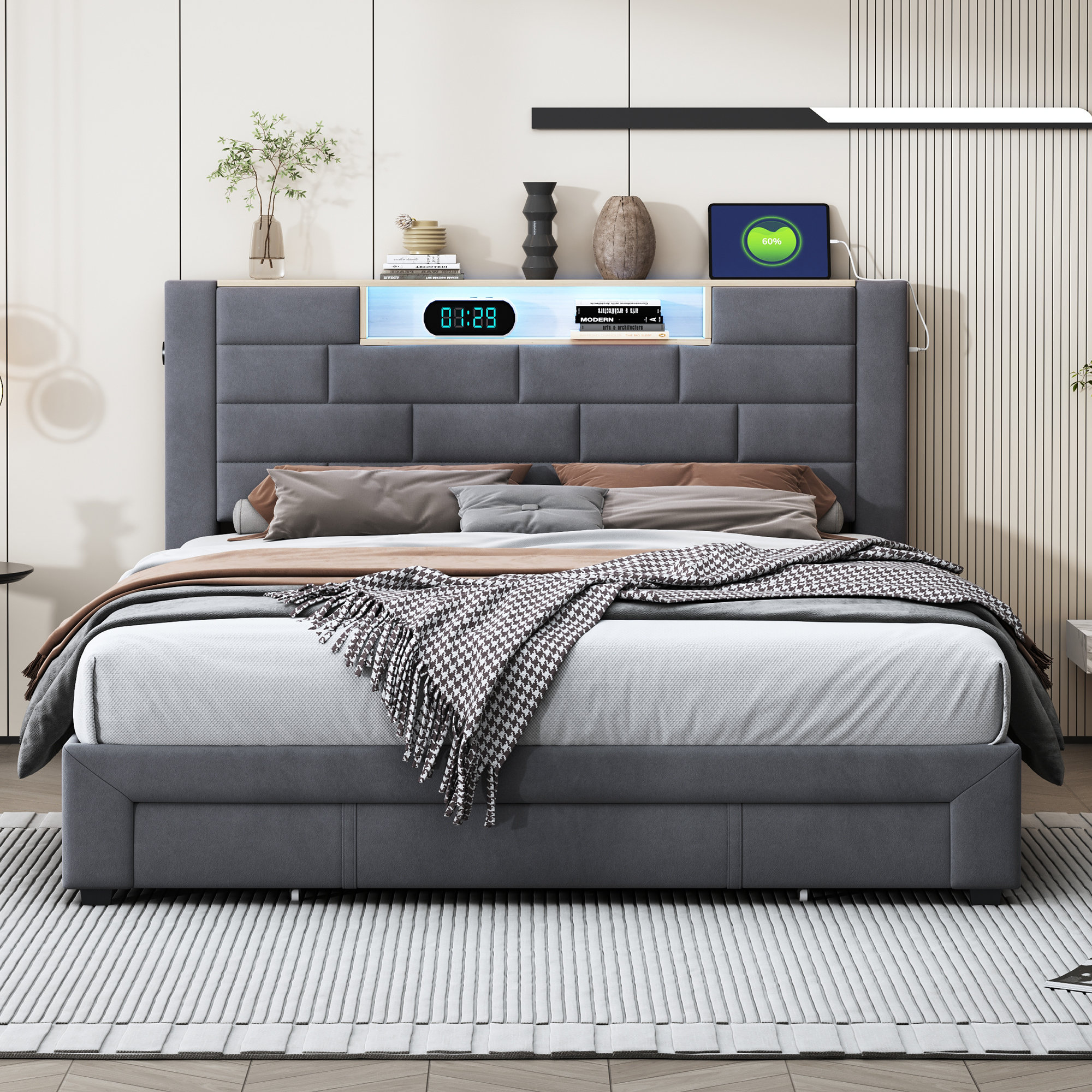 Latitude Run Arnavi bed with storage space, 140 x 200 cm | Wayfair.co.uk