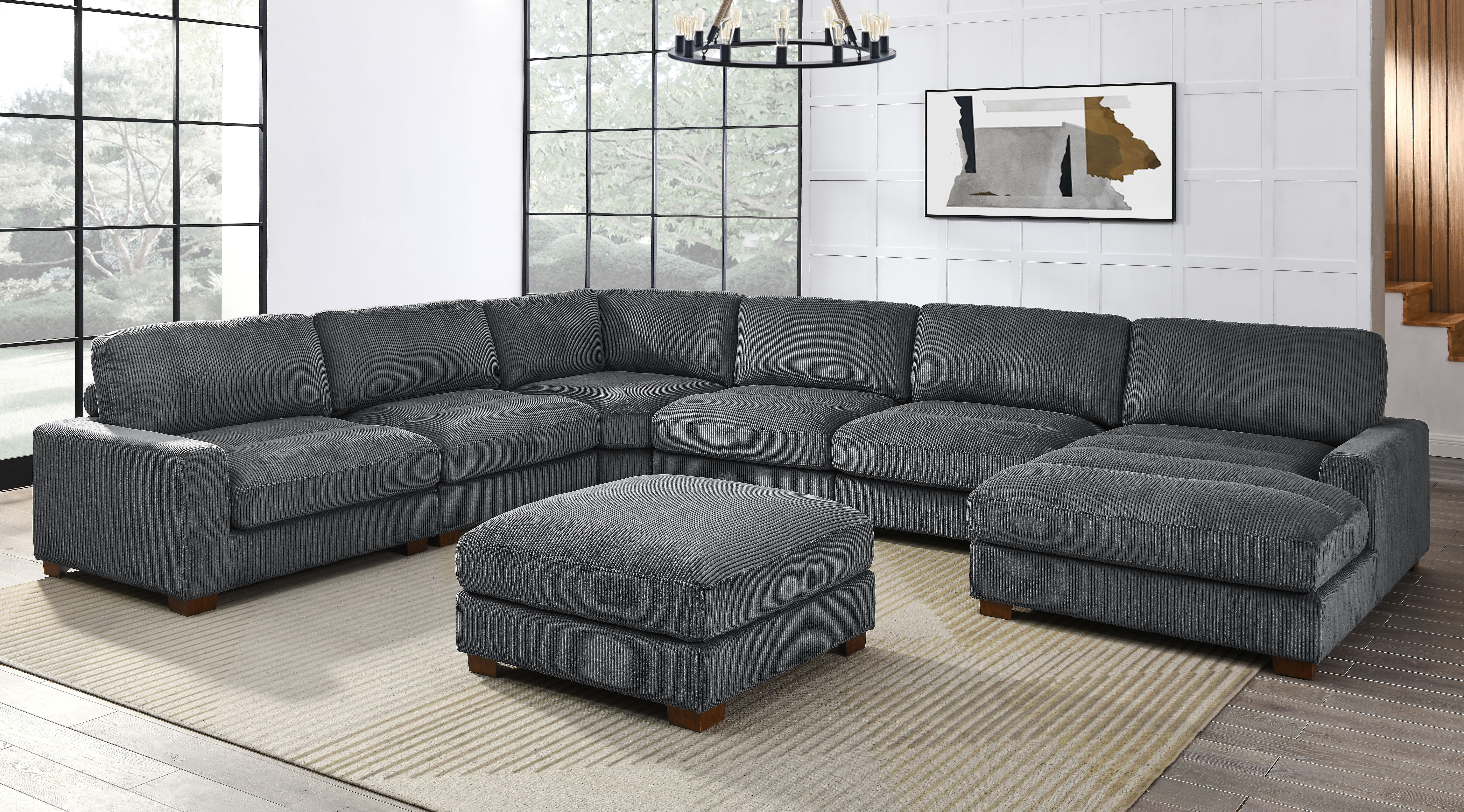 Wade Logan® Azuri 7 - Piece Upholstered Sectional & Reviews | Wayfair