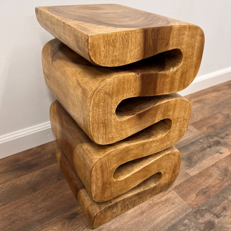 Millwood Pines Betteanne 19'' tall Solid Wood Abstract End Table ...