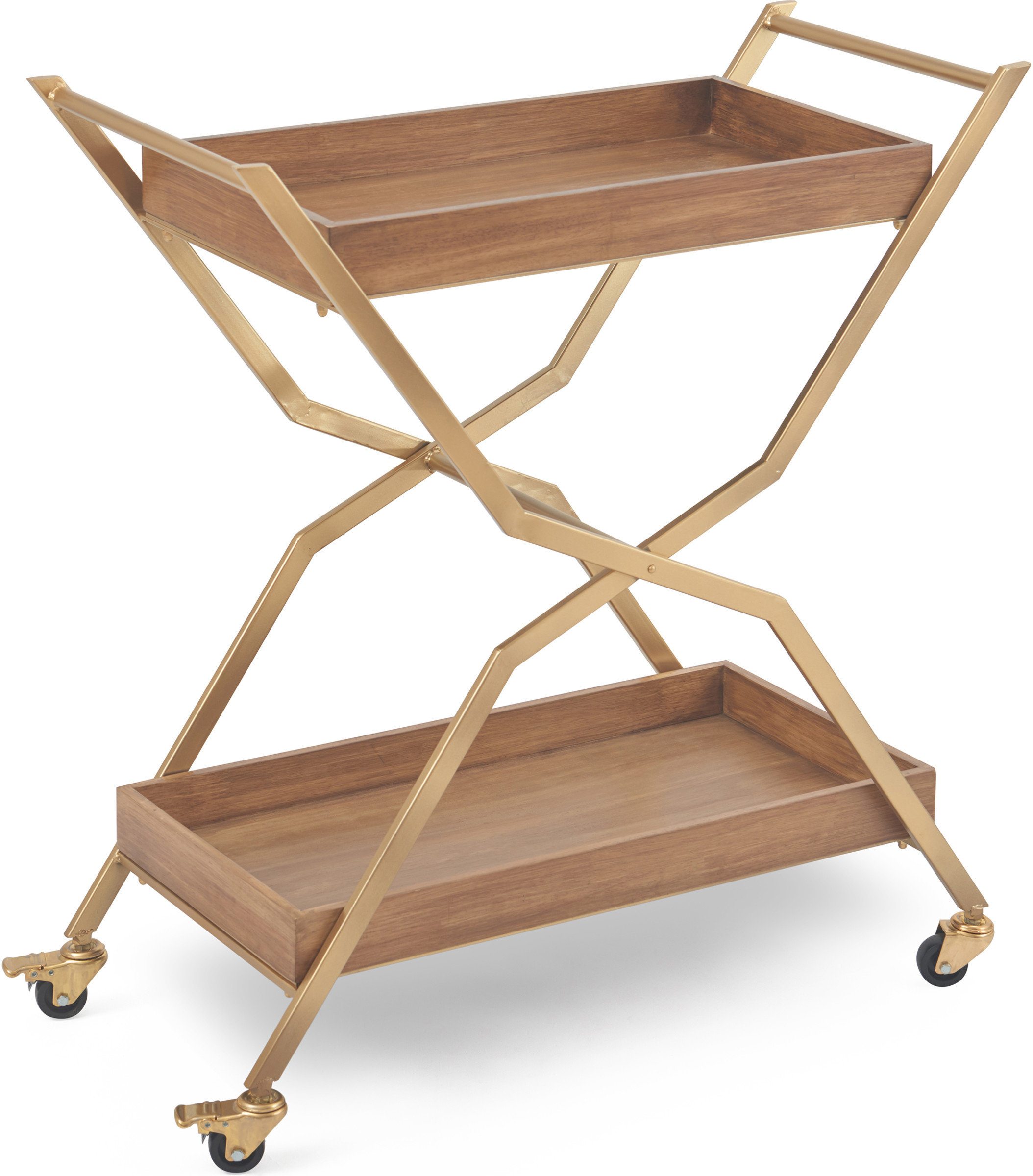 Adore Decor Adore Decor Jolie Edmond Bar Cart, 2-Tier Rustic Wood and ...