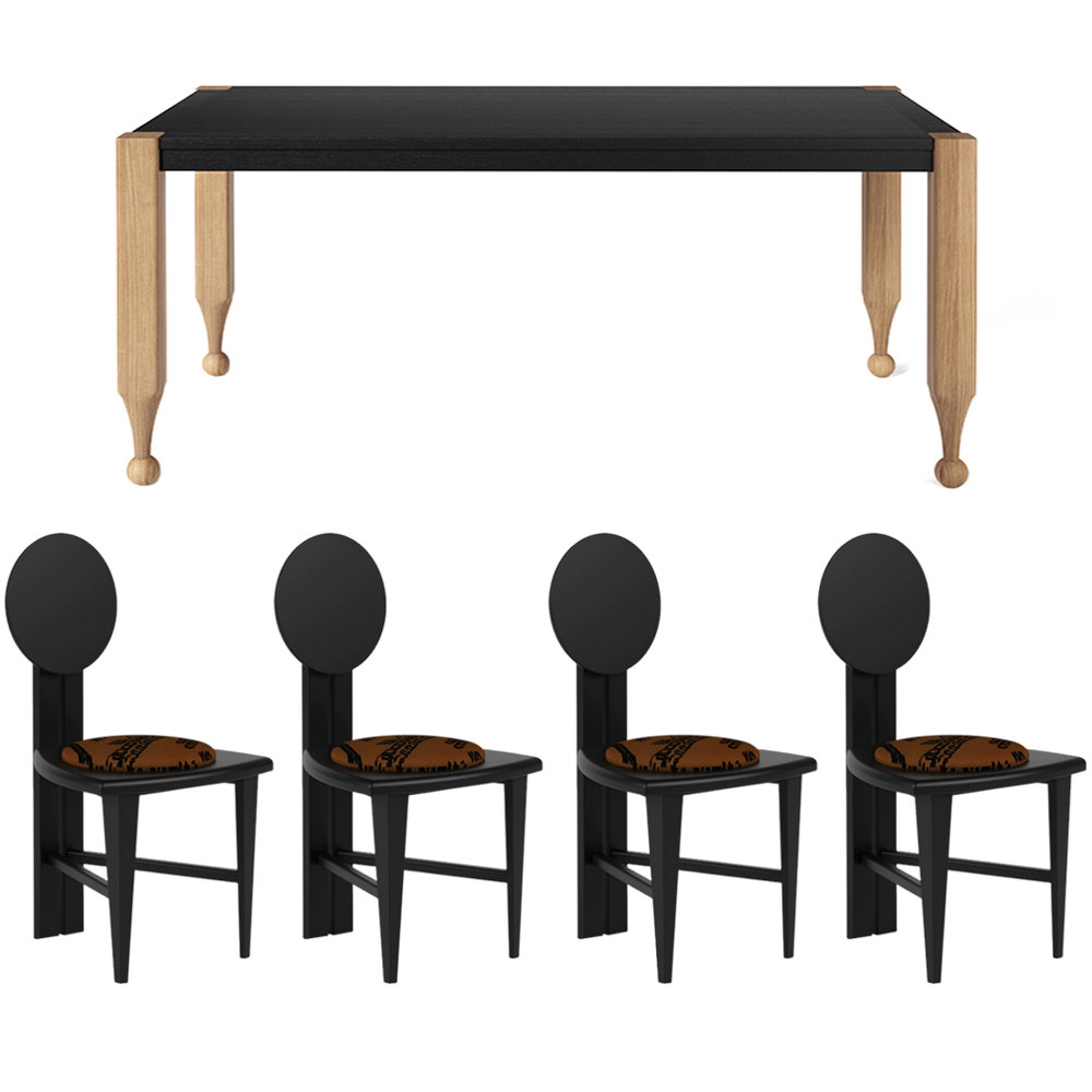 A Zoetic Home Innovative Brown Pencil Legs Dining Table Set - Wayfair ...