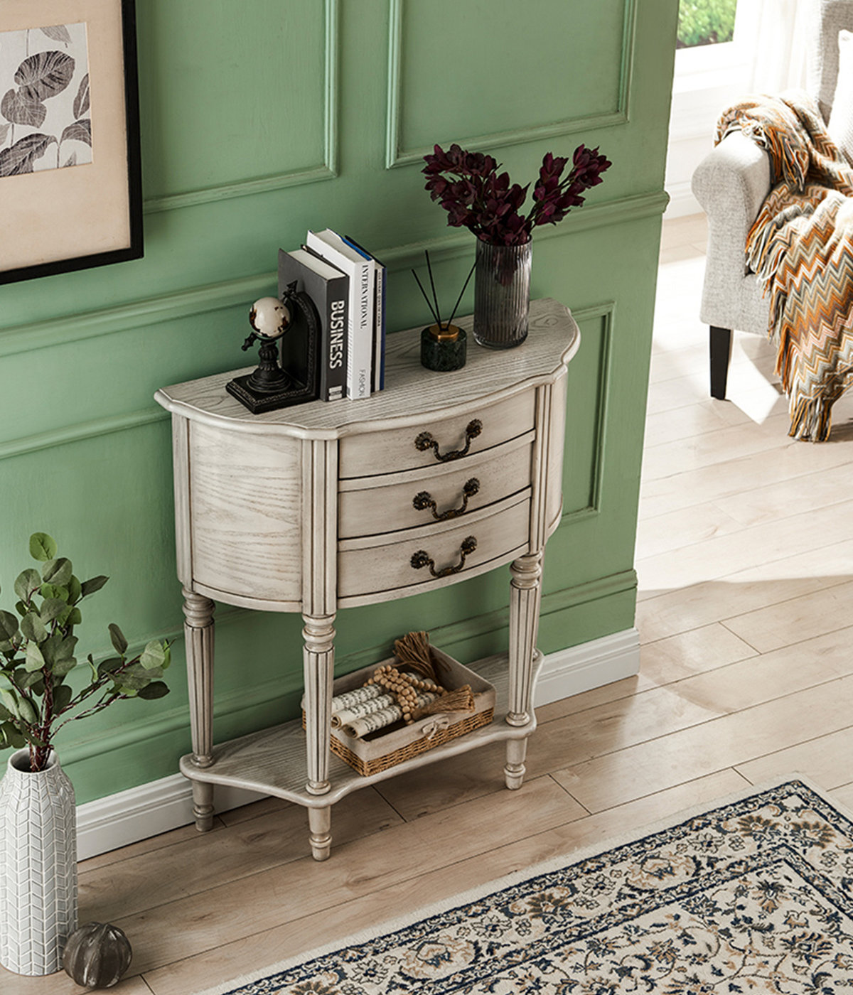 Rite Treasure 31.5" Grey Half Moon Solid Wood Console Table - Wayfair ...