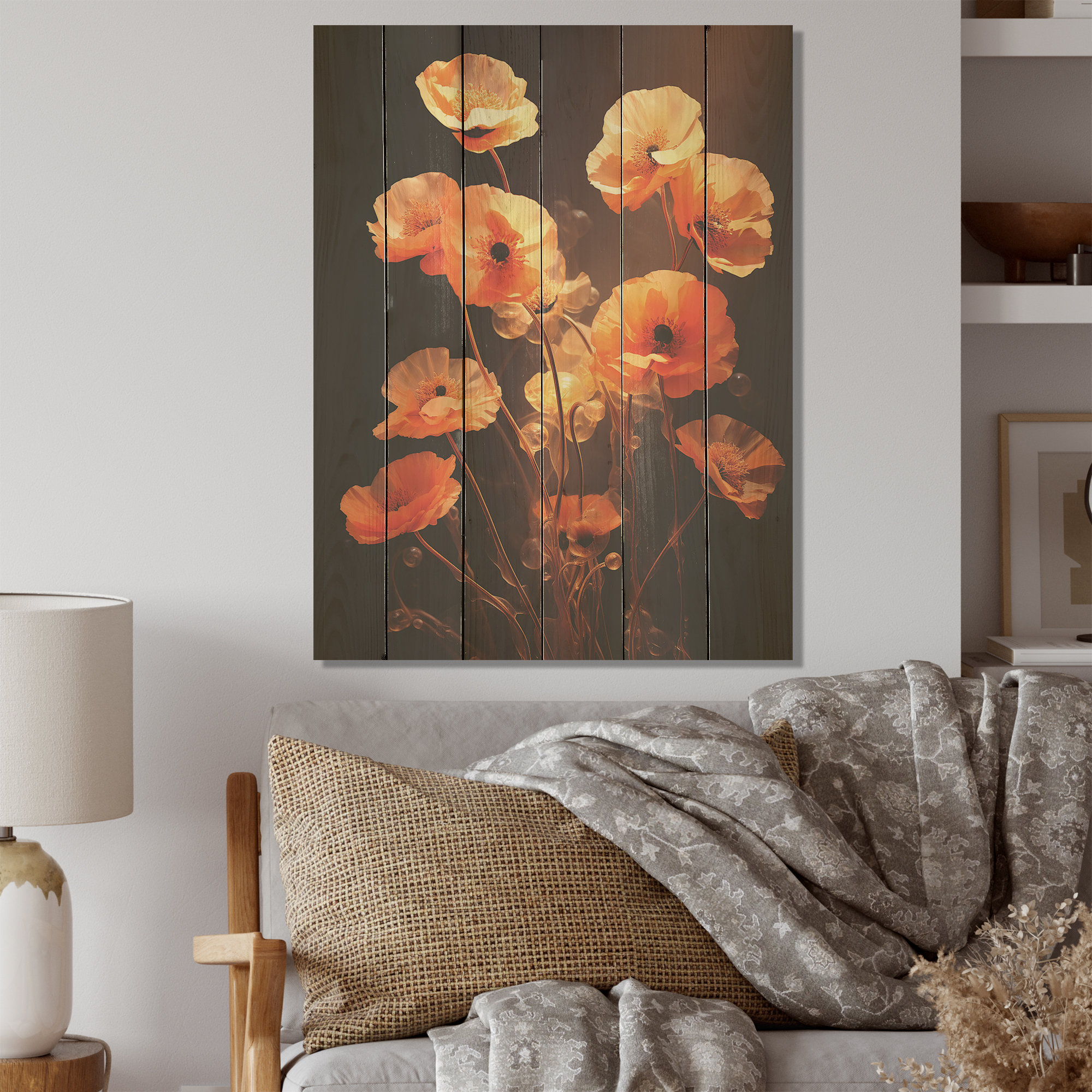 Ophelia & Co. Golden Glimmer Poppy Sunlight - Poppies Wood Art On ...