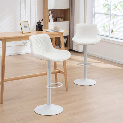 Hokku Designs Zager Swivel Adjustable Height Bar Stool Leather ...