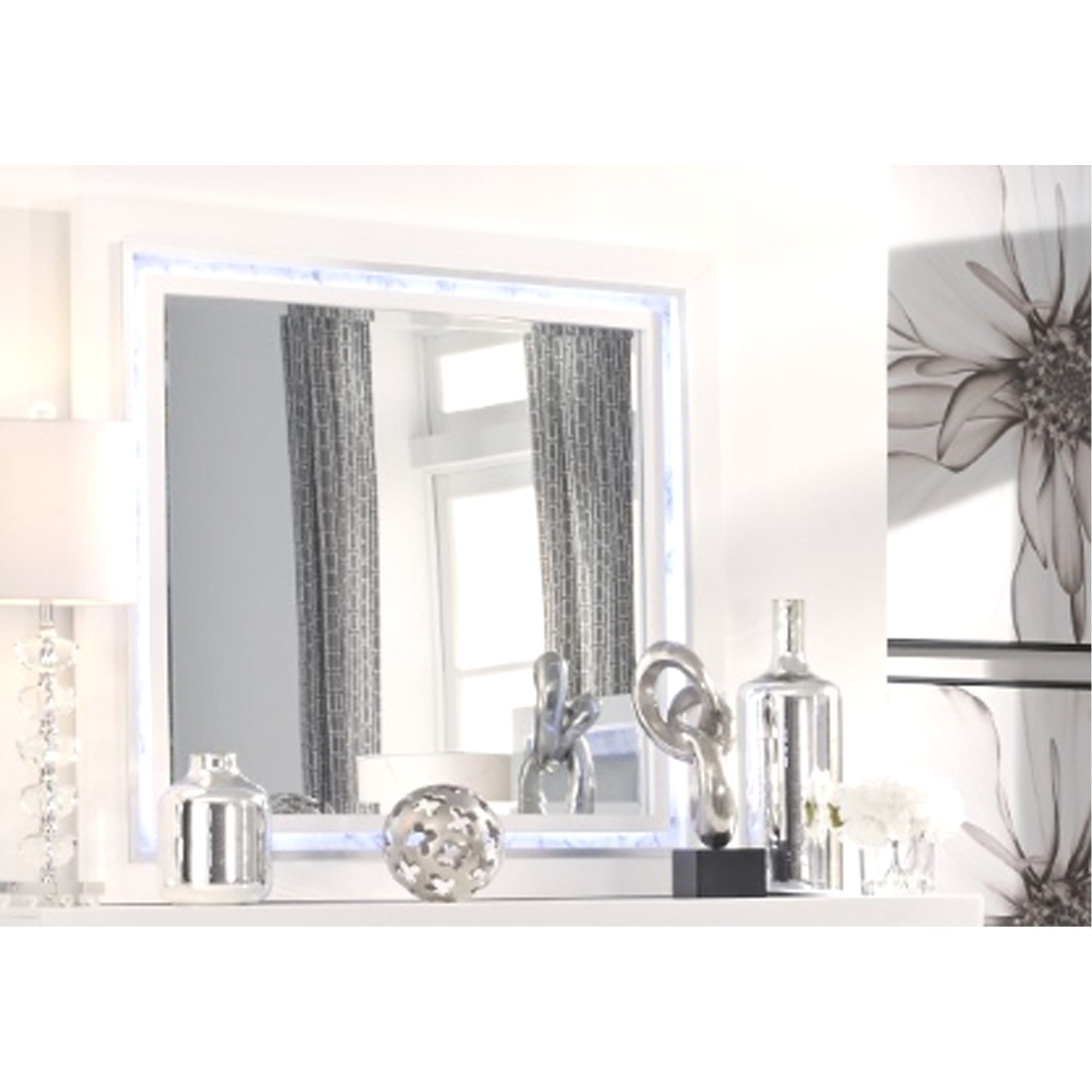 Ivy Bronx Exquisite Led-Lit Mirror With Sturdy Rubberwood Frame For ...