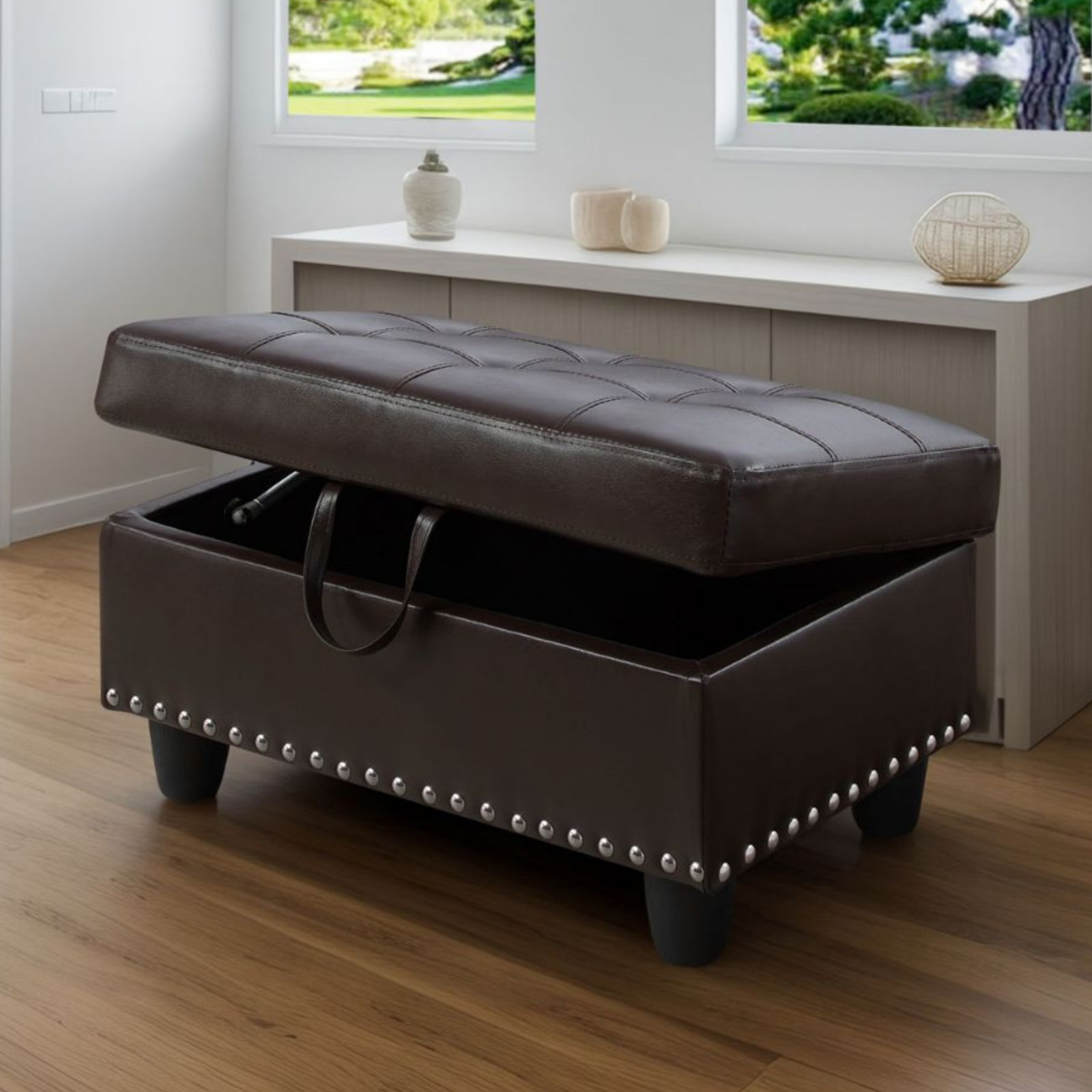 Winston Porter Upholstered 28.5’’ Tufted Storage Ottoman, Footstool ...