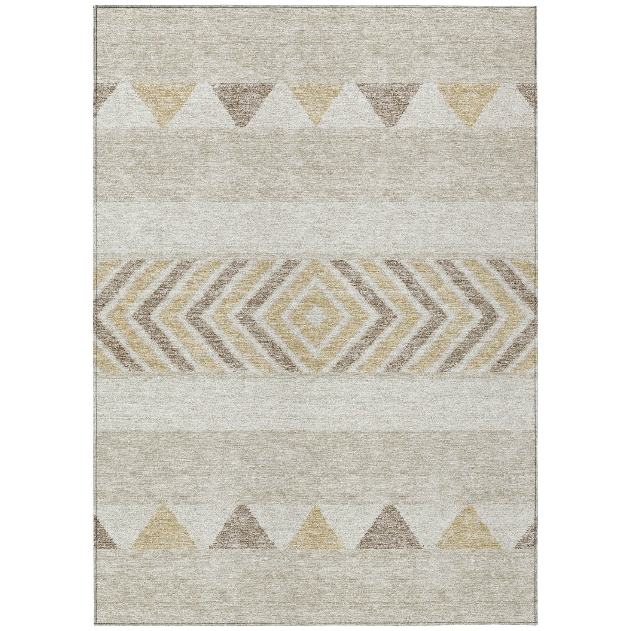 Orren Ellis 10' X 14' Taupe Southwestern Washable Indoor Outdoor Area ...