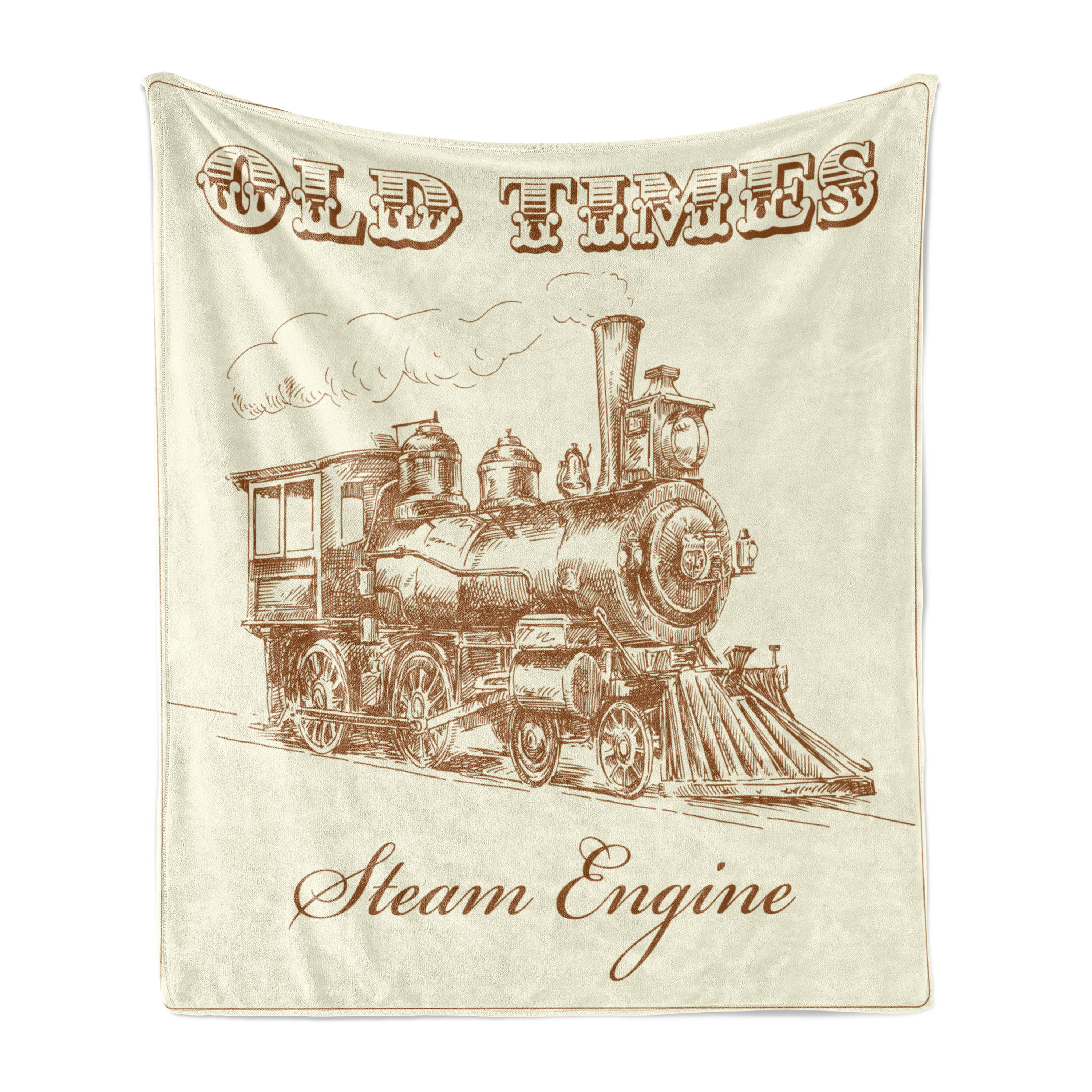 Ambesonne Steam Engine Fleece Throw Blanket Old Vintage Train Ivory ...