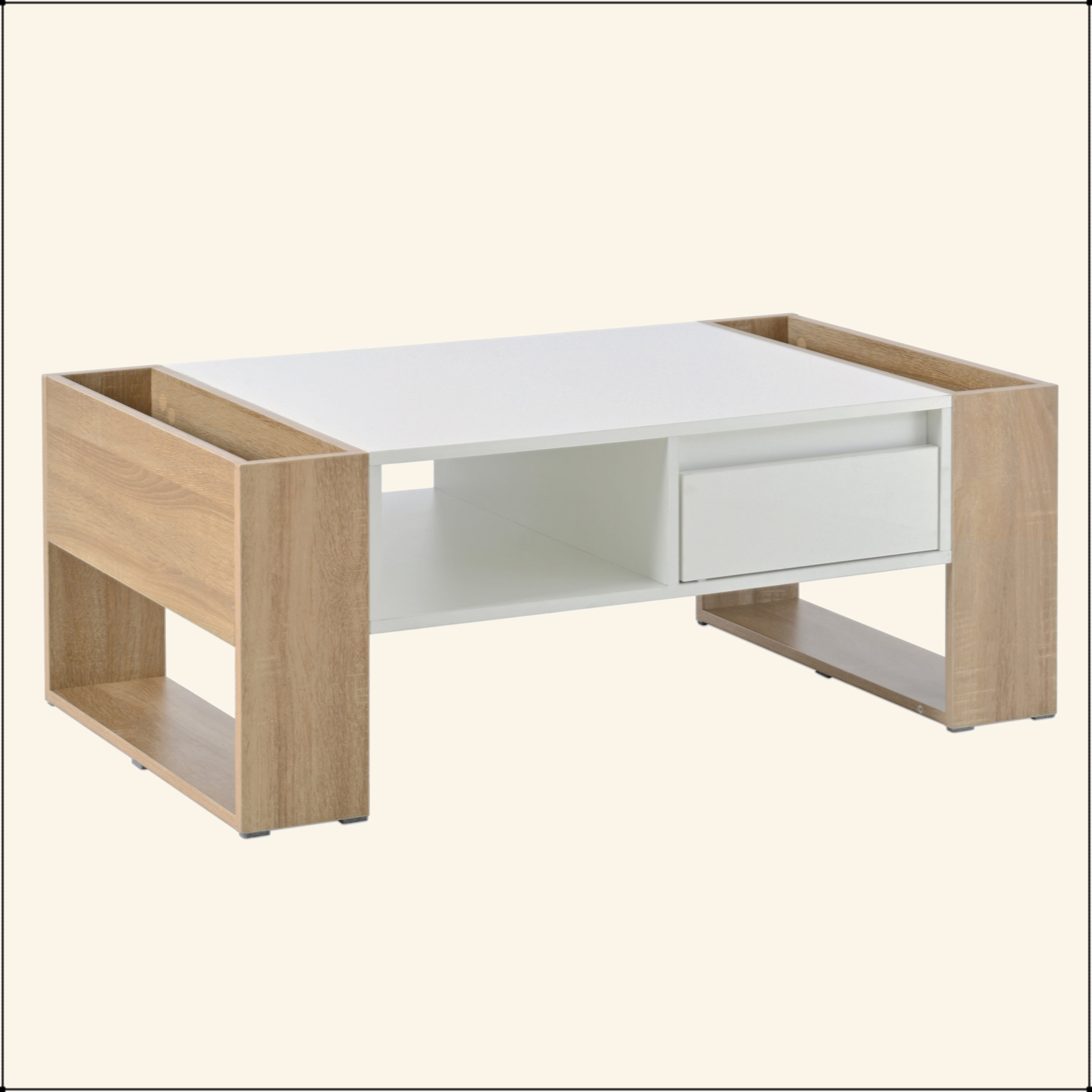 Wrought Studio™ High Glossy Coffee Table With 2 Drawers, Practical Two ...