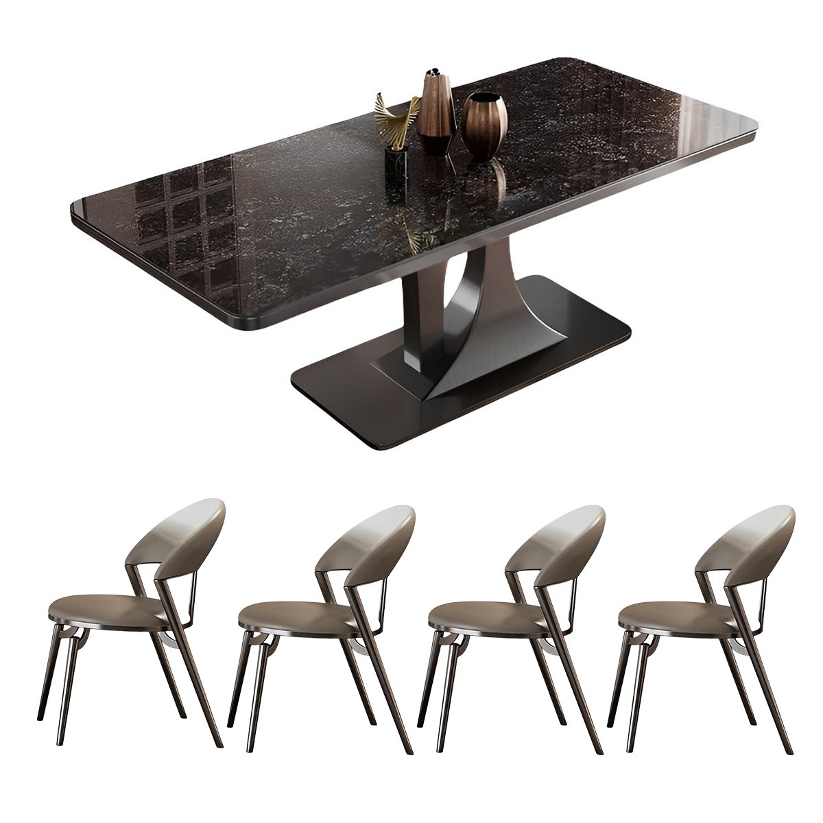 Pakloer Rectangular rock plate dining table and chair set | Wayfair