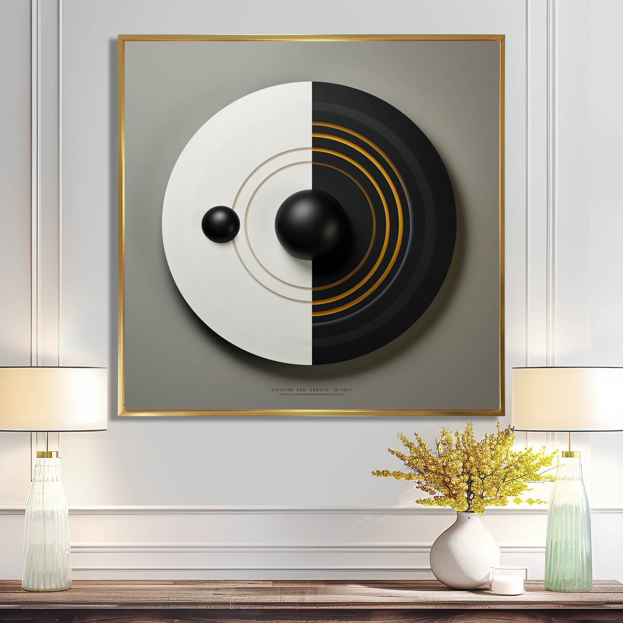 George Oliver Minimal Glam Zen Black White Gold - Geometric Wall Art ...