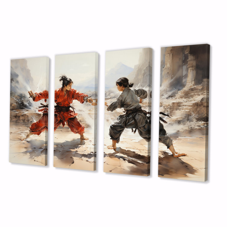 DesignArt China Art Kung Fu II On Canvas 4 Pieces Print | Wayfair