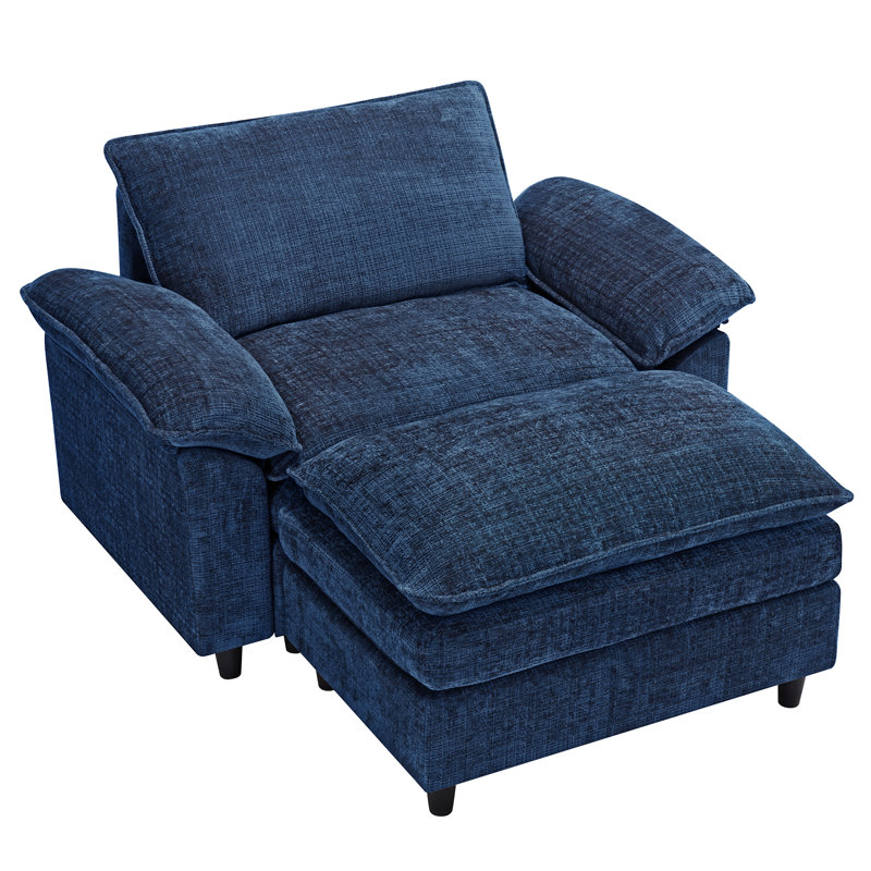 GAFIKY Modern Oversized Chair With Ottoman, Comfy Chenille Accent Chair ...