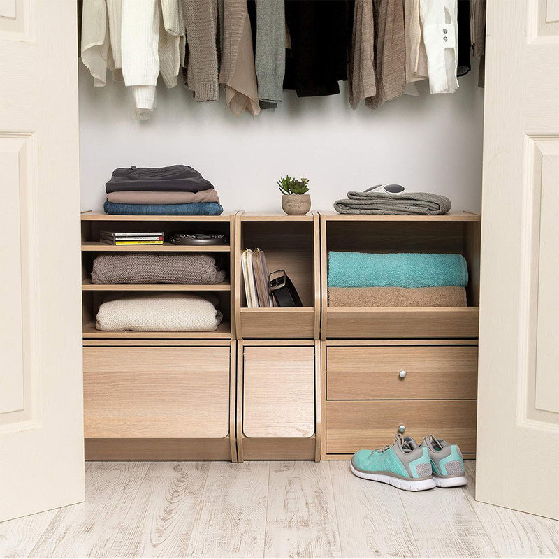 Union Rustic Modular Wood Stacking Storage Box with 2-Drawer, for ...