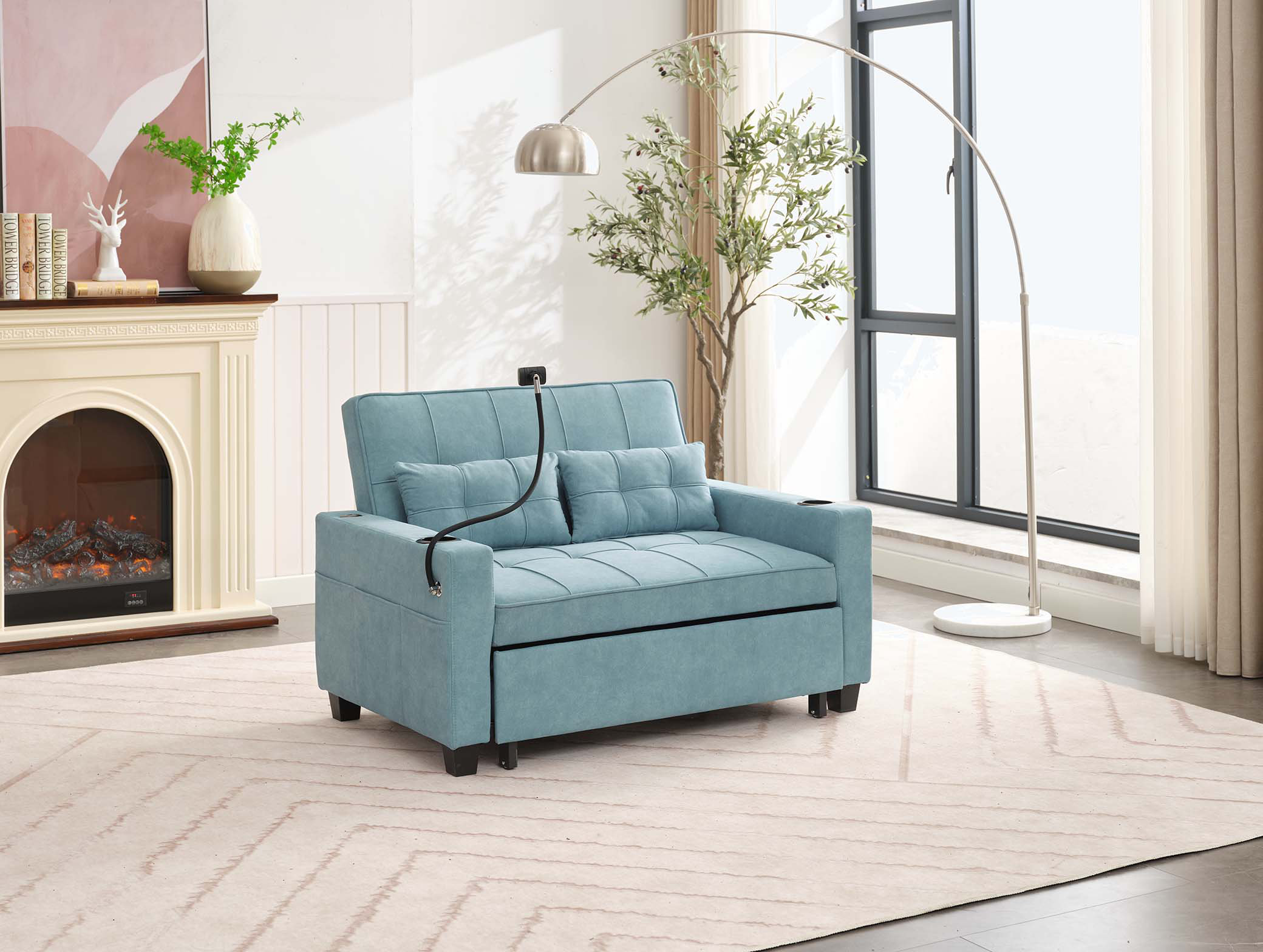 House On Tree Futon Chair Bed Convertible Chair 3-in-1 Pull Out Sleeper ...