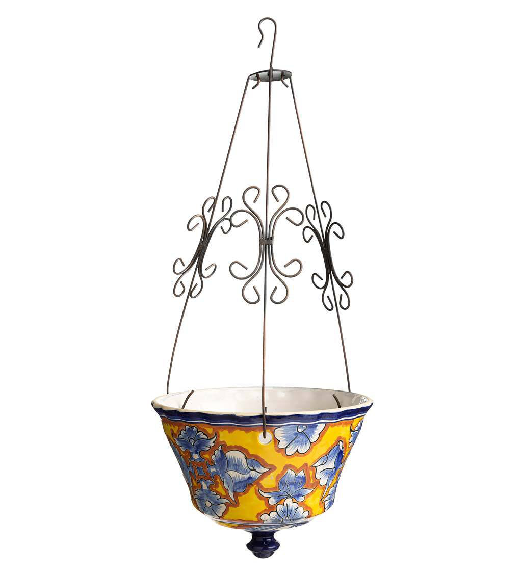 Plow & Hearth Authentic Mexican Talavera Indoor/Outdoor Hanging Planter ...