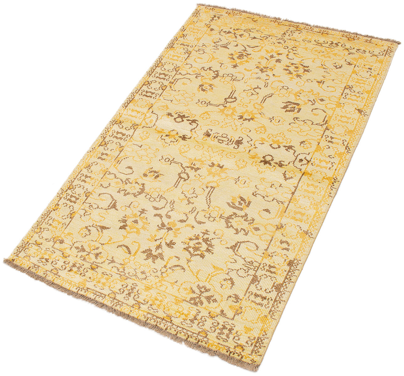 One Allium Way® One-of-a-Kind Hand-Knotted 2010s Overdyed Light Gold 5 ...