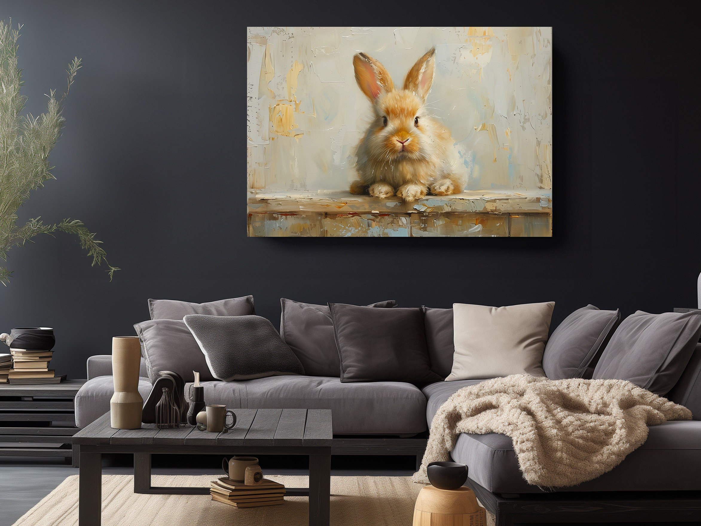 Harper Orchard Cute Bunny Oil Painting Reproduction On Canvas Print ...