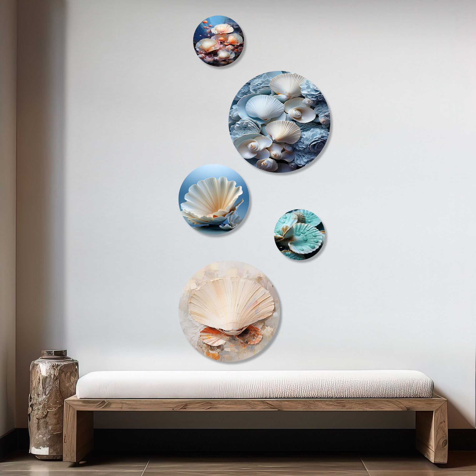 Beachcrest Home™ Minimalism Beige Clam Beauty - Clam Clam Round Wall ...