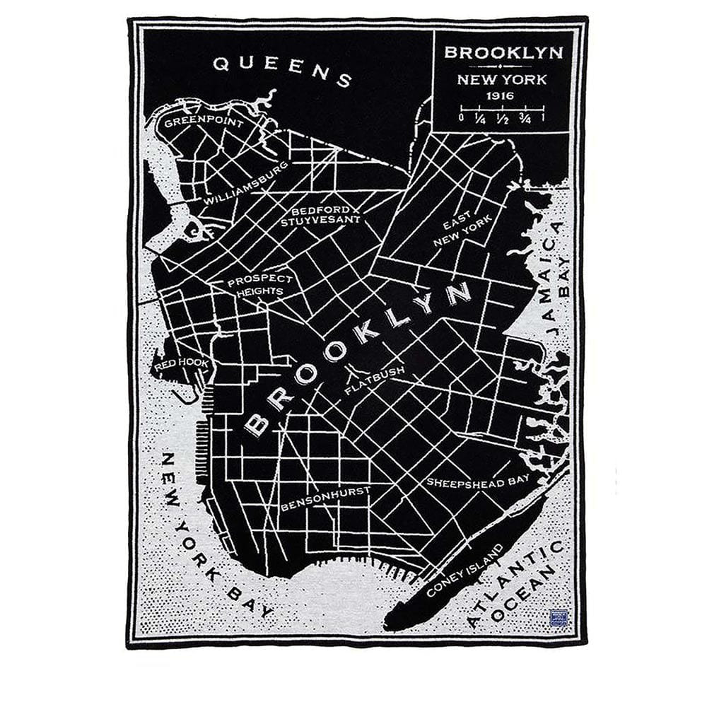 Faribault Mill Lake and City Maps Brooklyn Map Wool Throw | Wayfair