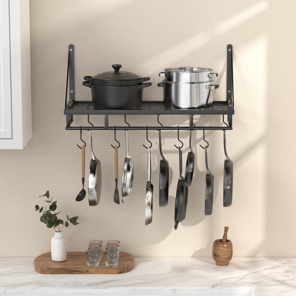 Prep & Savour Wall Mounted Pot Rack Kitchen 24 Inch Hanging Storage ...