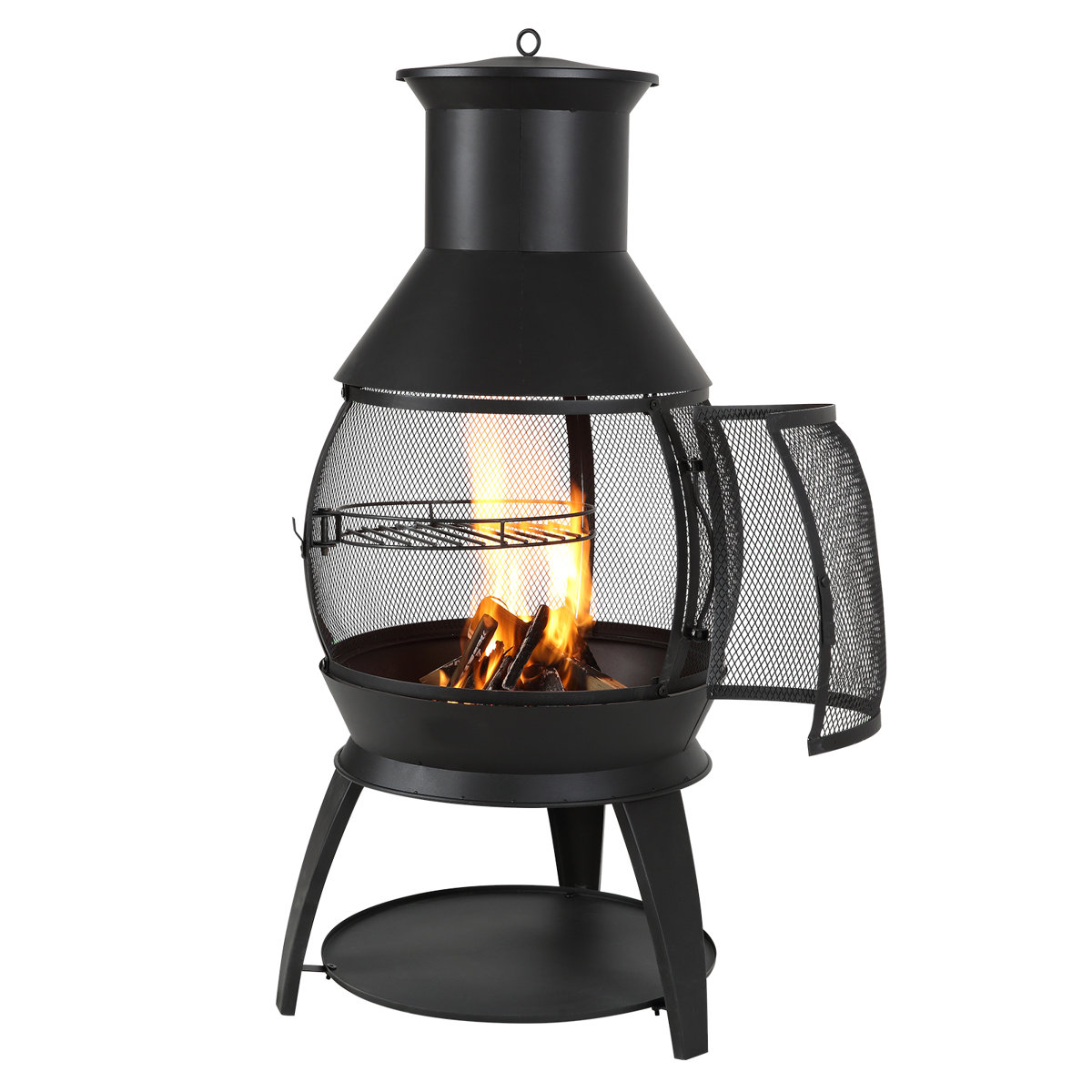 Red Barrel Studio® Chiminea Outdoor Wood Burning Iron Firepit with ...