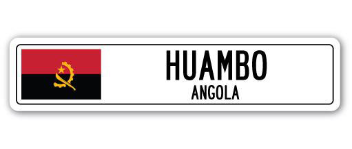 East Urban Home Plaque de rue en aluminium Huambo, drapeau de l'Angola ...
