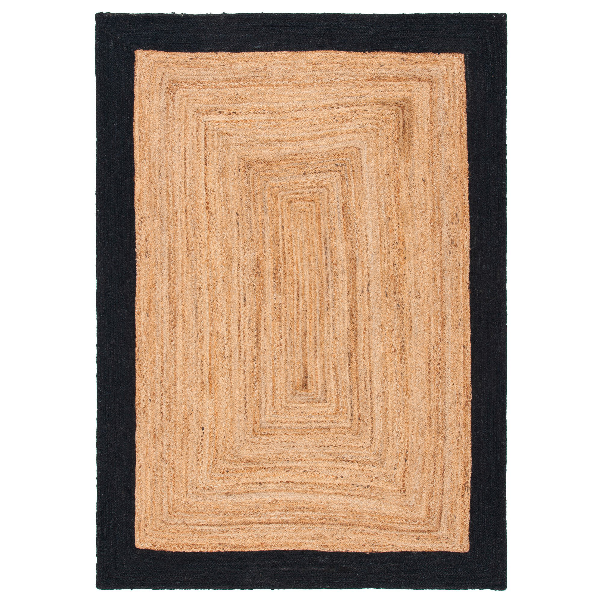 Sand & Stable™ Tapis beige / noir en jute / coton tissé à plat à la ...