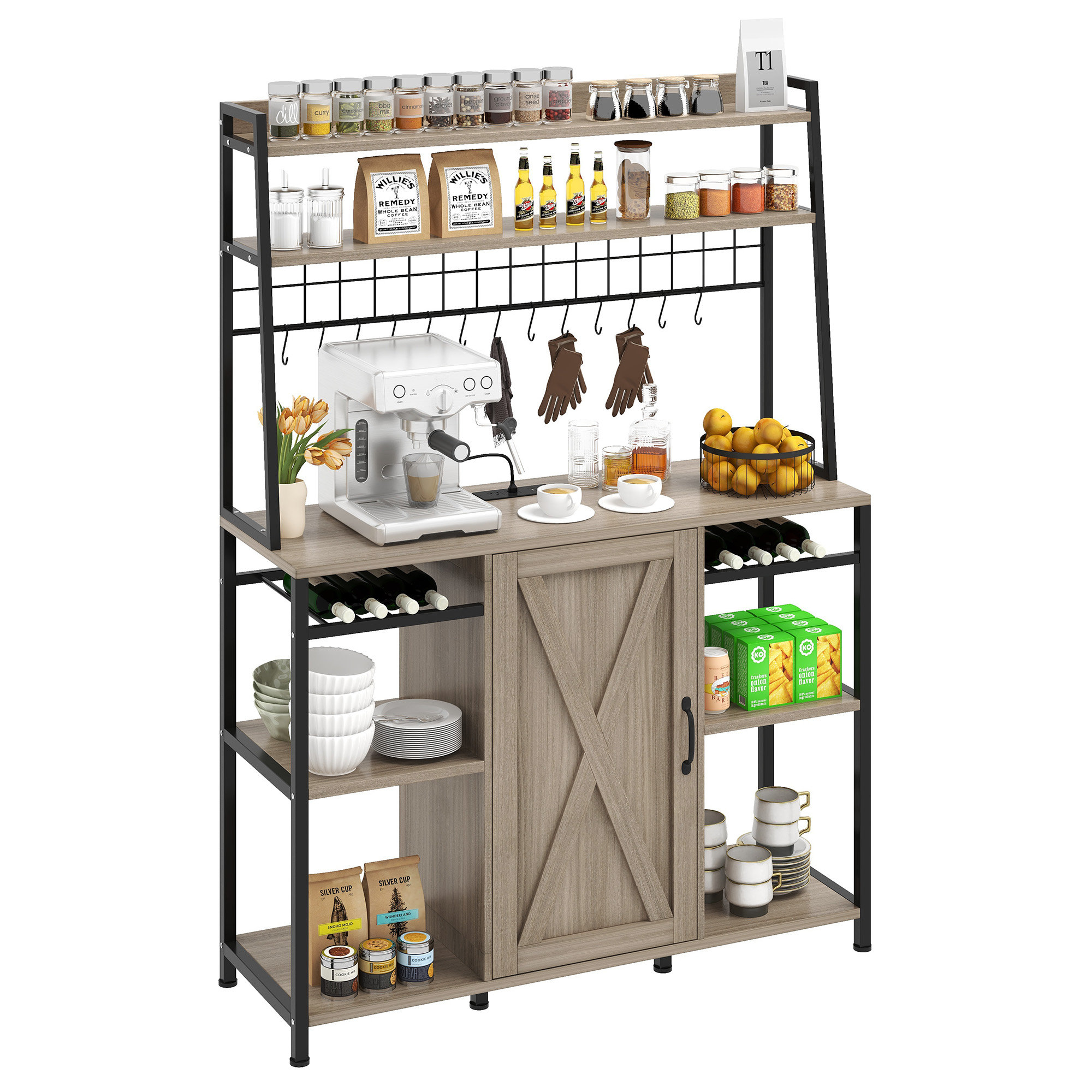 Balconera Baker''s Rack, Coffee Bar Cabinet, Microwave Stand With Wine ...