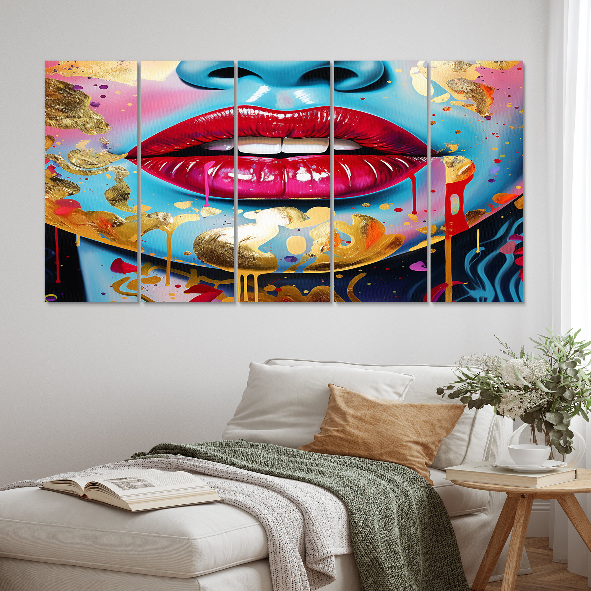 Trinx " Sensual Red Lips Retro Glam Collage III " 5 - Pieces | Wayfair