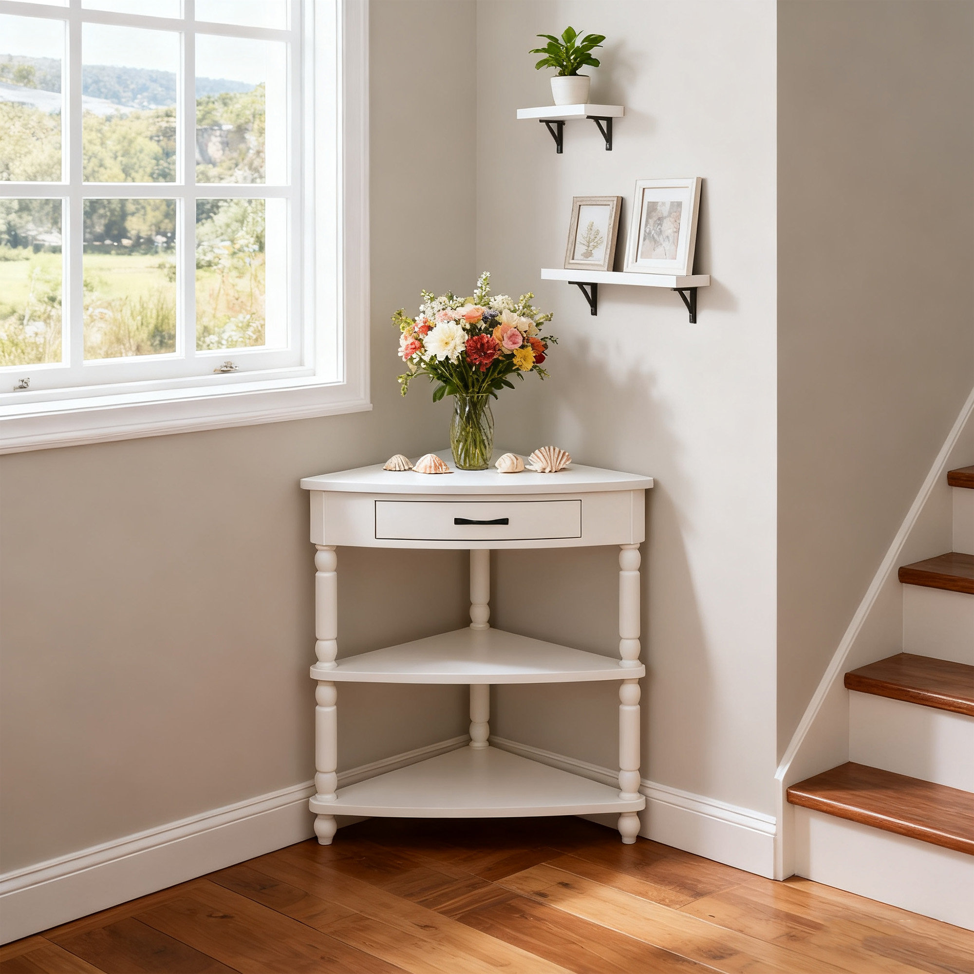 17 Stories 34" Console Table Sideboard Cabinet with Shelves Corner Side ...