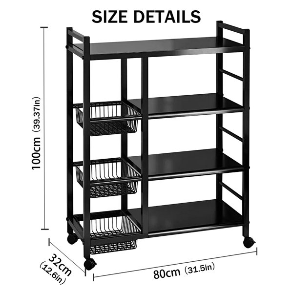 Rebrilliant Freestanding Kitchen Storage Rack, Multi-Functional Multi ...