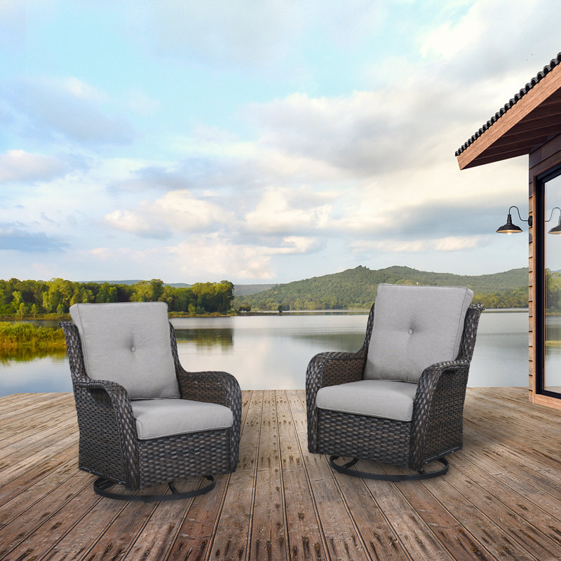 Red Barrel Studio® Wicker Rattan Swivel and Gliding Patio Wicker Chairs ...