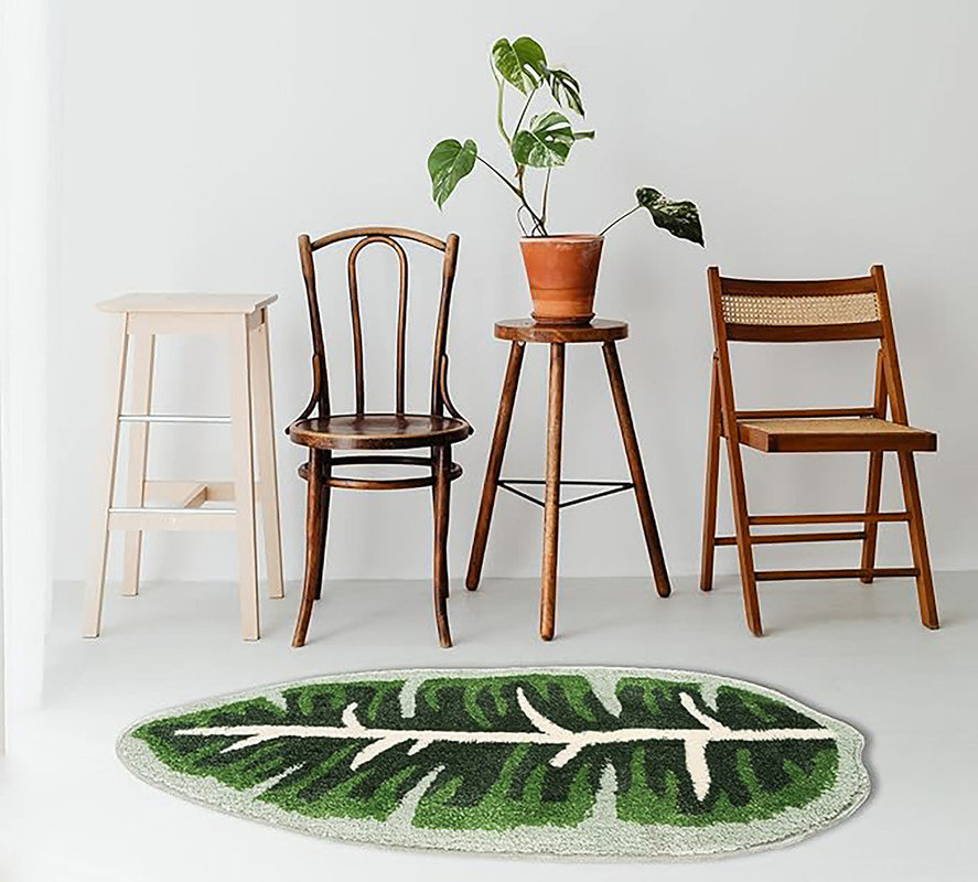 Bay Isle Home™ Frond Microfiber Green Botanical Design Rug,Washable ...