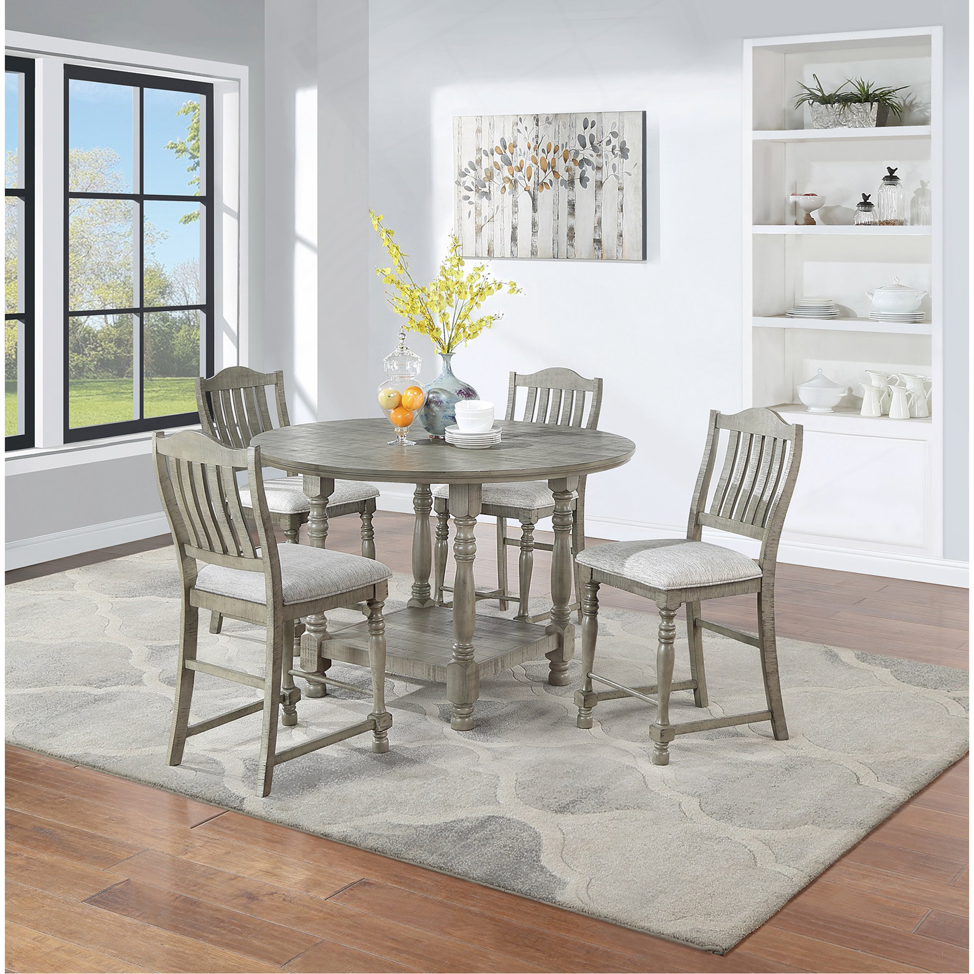 Wentygam Dining Table 4X High Chairs 5Pcs Counter Height Dining Set ...