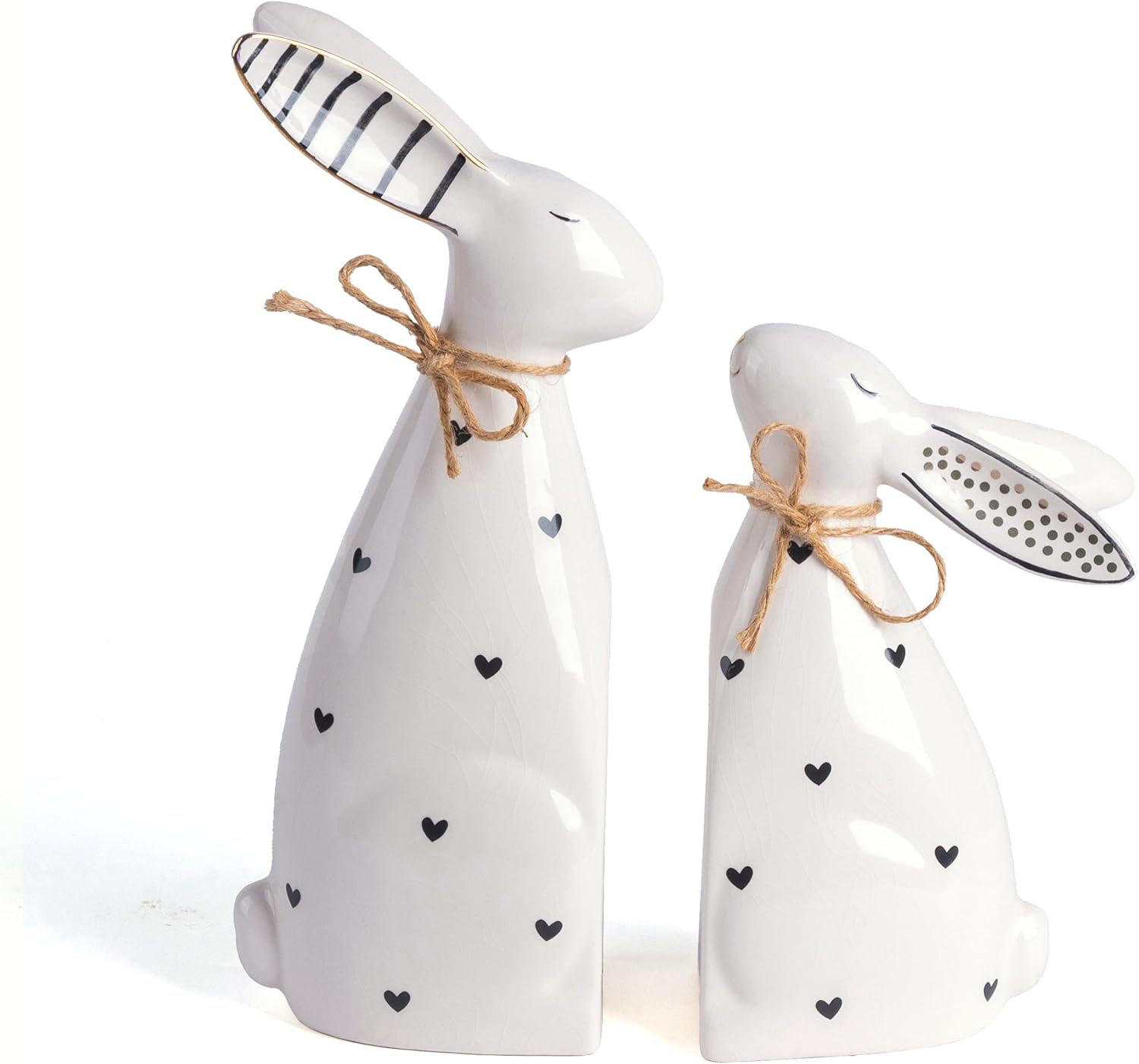 Valery Madelyn 2 Pcs Tabletop Ceramic White Rabbit Statue Figurine ...
